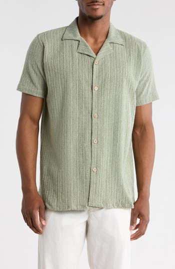 T.R. PREMIUM Modern Fit Textured Camp Shirt | Nordstromrack