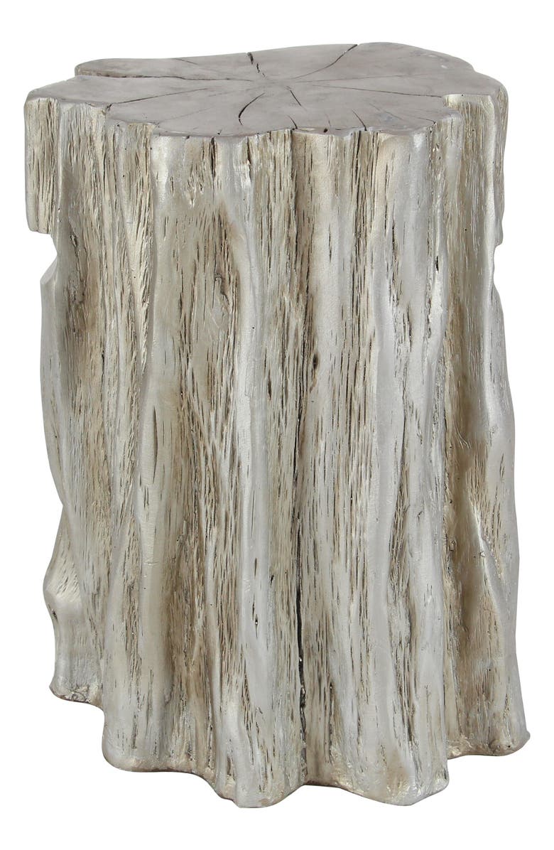 GINGER BIRCH STUDIO Silvertone Fiberglass Tree Trunk Accent Table ...