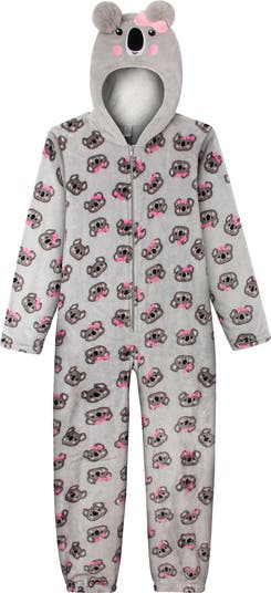 MODERN KIDS Koala Hooded Faux Fur Lined Coverall | Nordstromrack