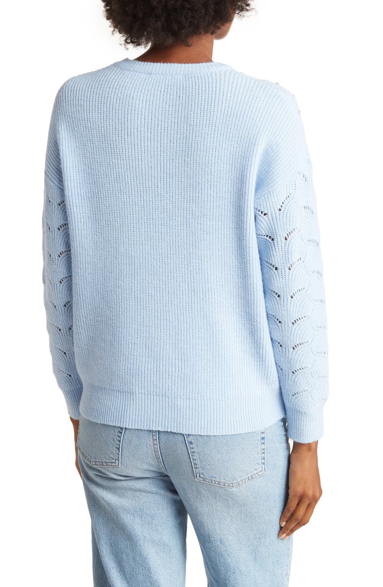 Nanette Lepore Imitation Pearl & Rhinestone Embellished Crew Sweater ...