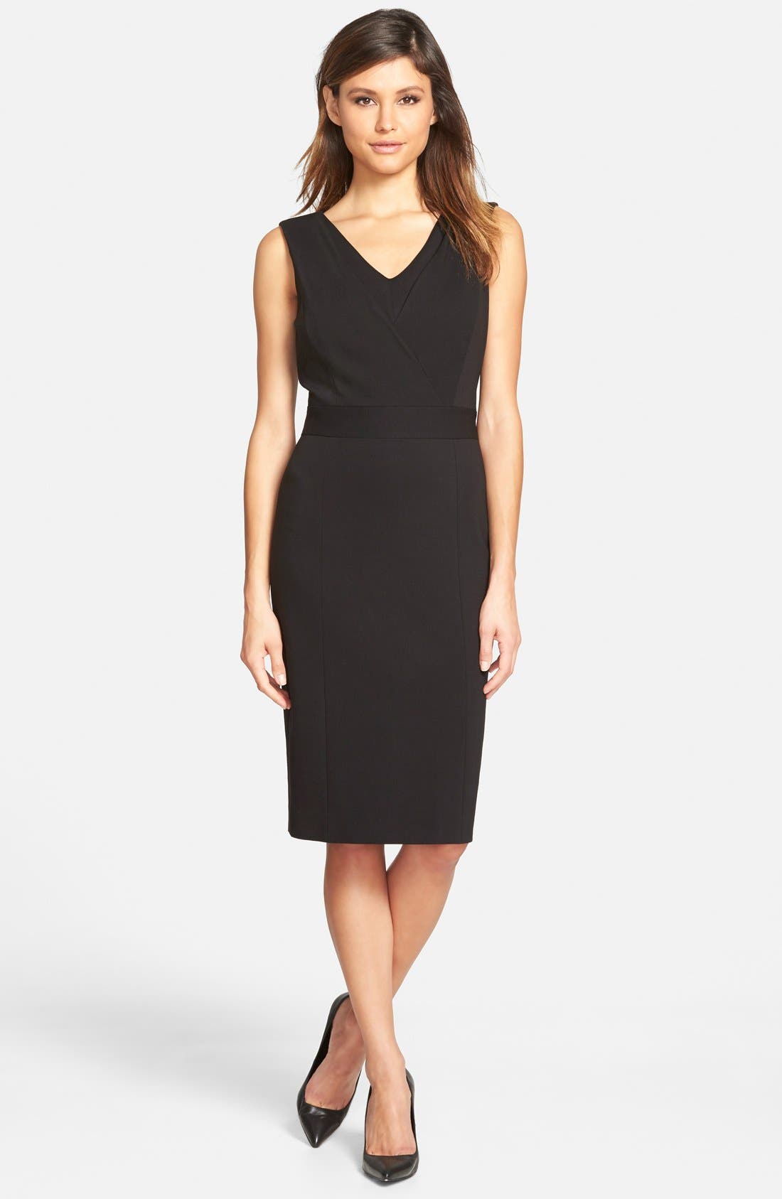 Classiques Entier® Italian Ponte Inset V-Neck Sheath Dress | Nordstrom