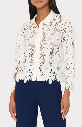 Milly June Roja Lace Button-Up Shirt | Nordstrom