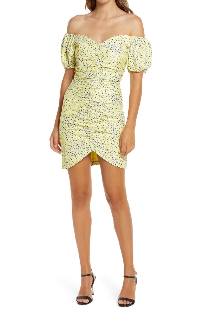 Lavish Alice Floral Off the Shoulder Ruched Minidress | Nordstrom