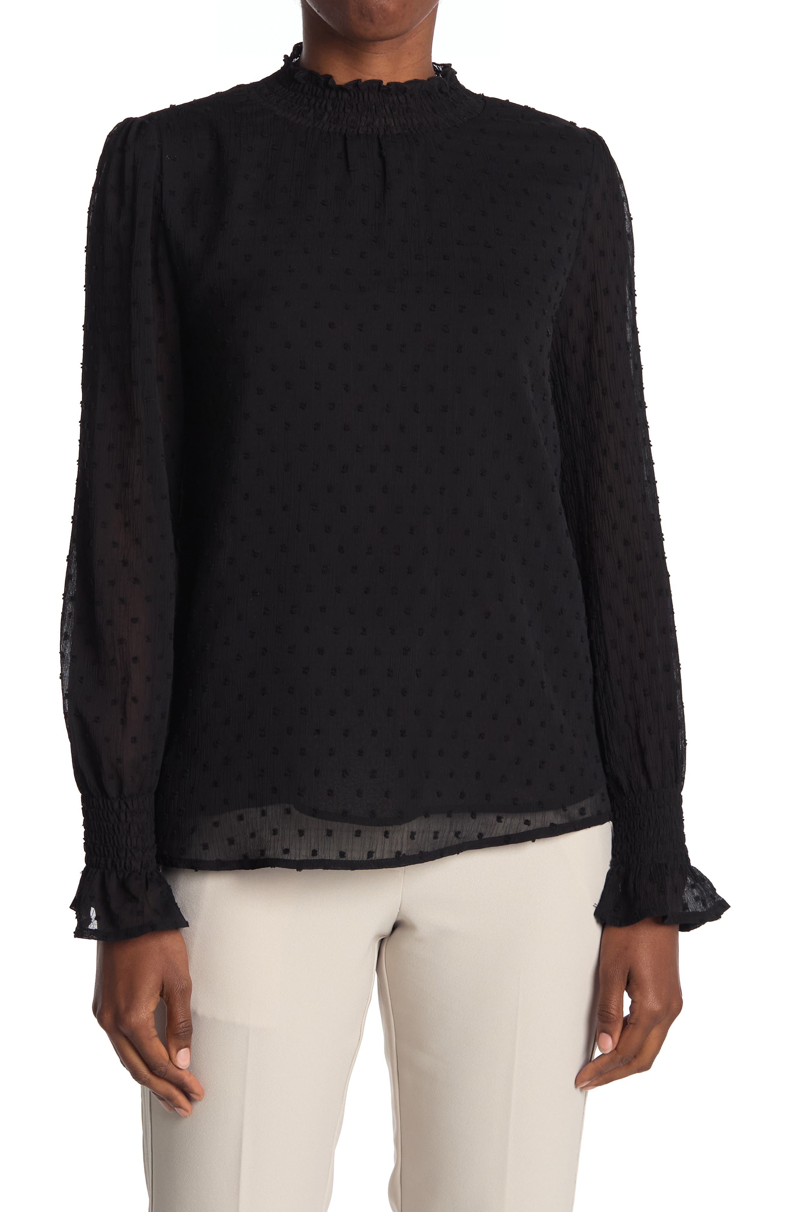 PAPILLON Swiss Dot Mock Neck Blouse | Nordstromrack