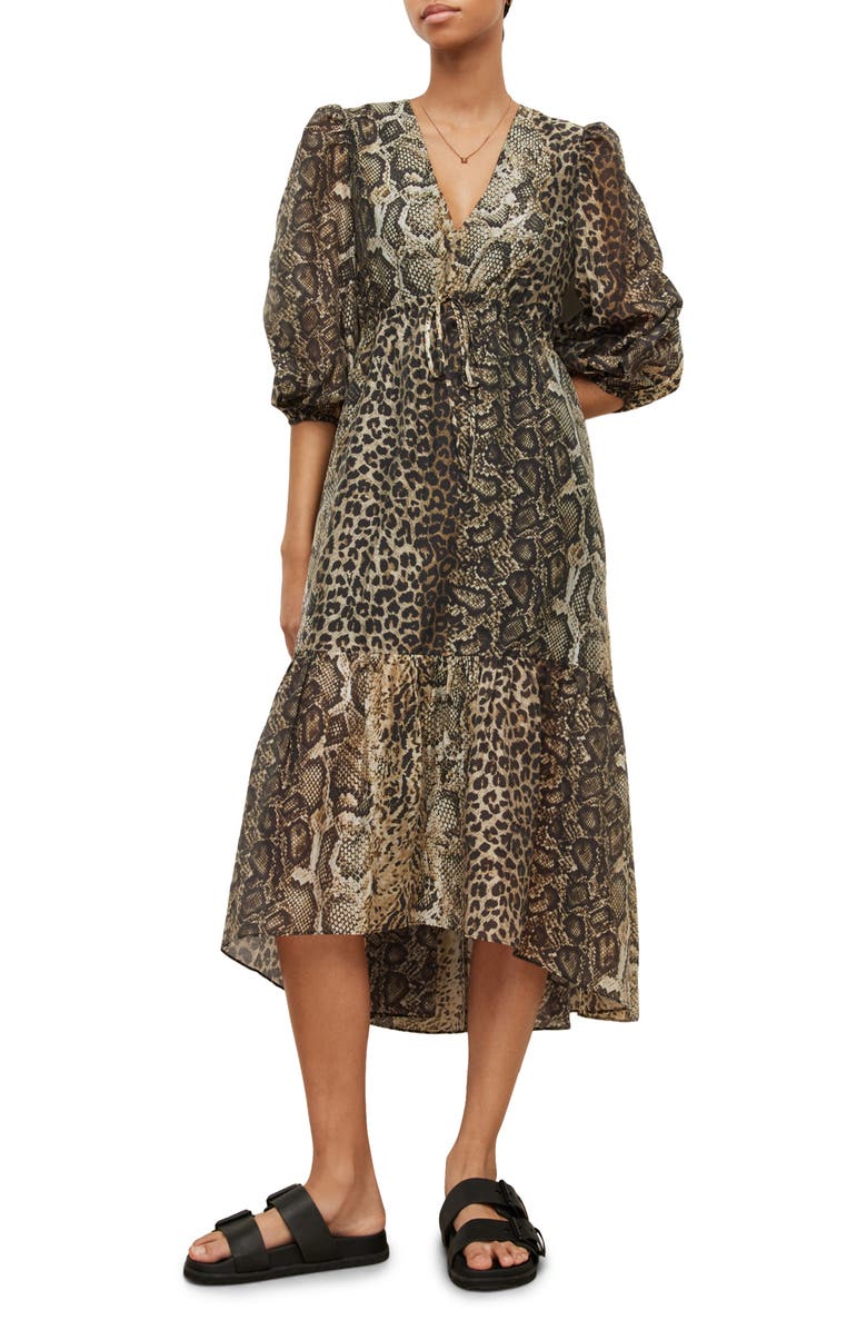 AllSaints Rosia Noche Leopard Snakeskin Print Dress | Nordstromrack
