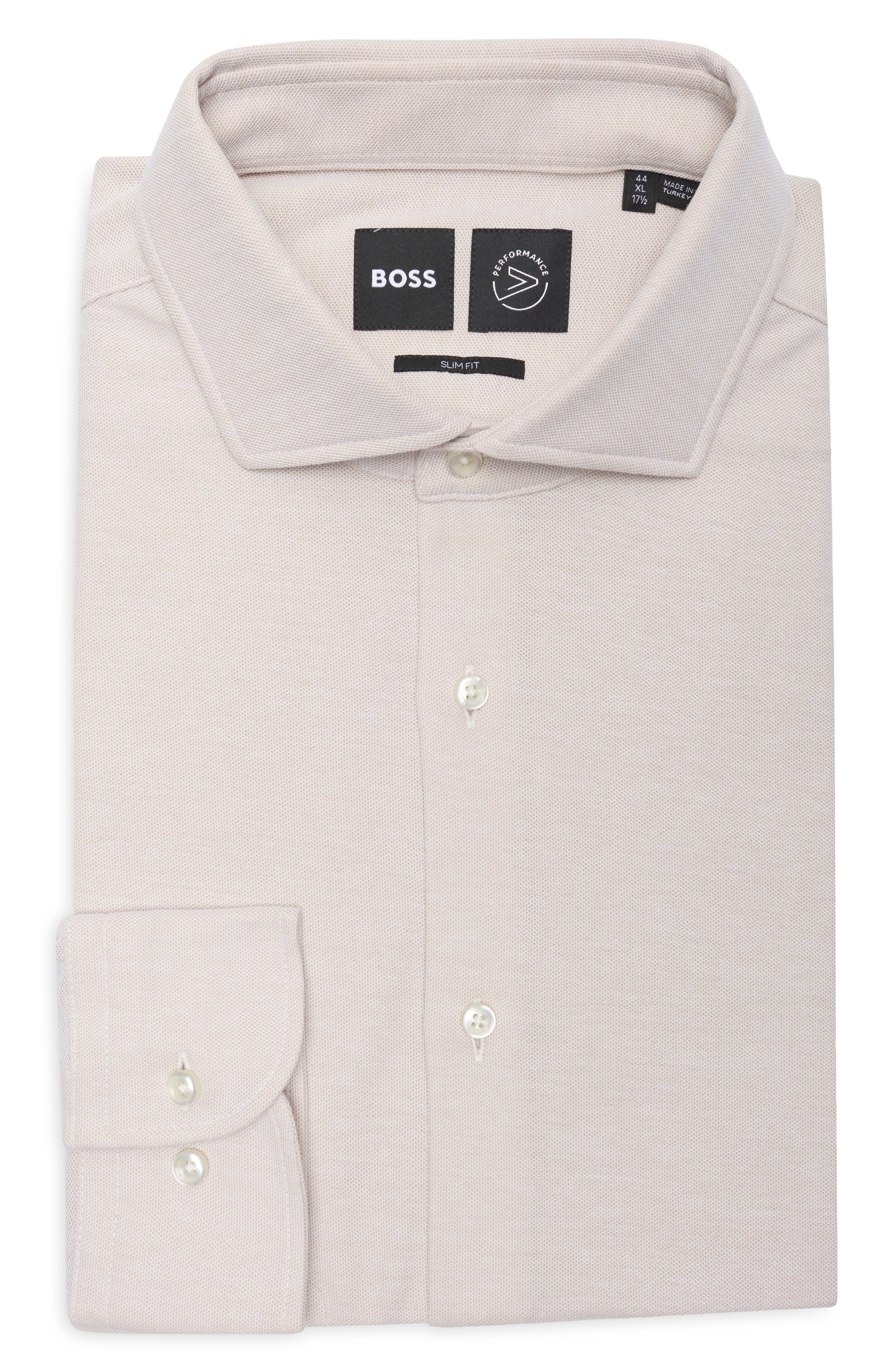 BOSS Hank Kent Slim Fit Linen Dress Shirt | Nordstromrack