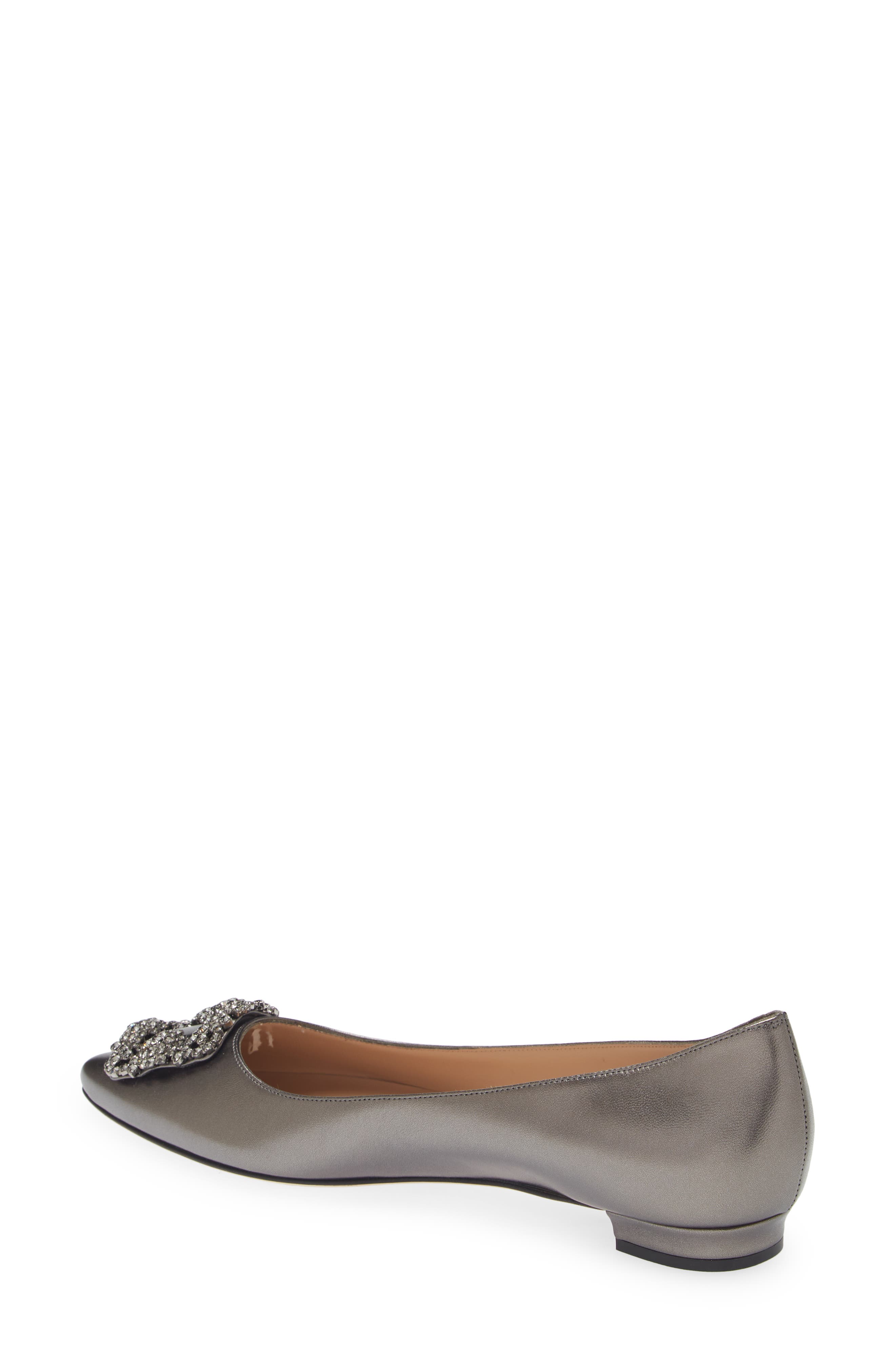 Manolo Blahnik Hangisi Crystal Buckle Pointy Toe Flat (Women ...