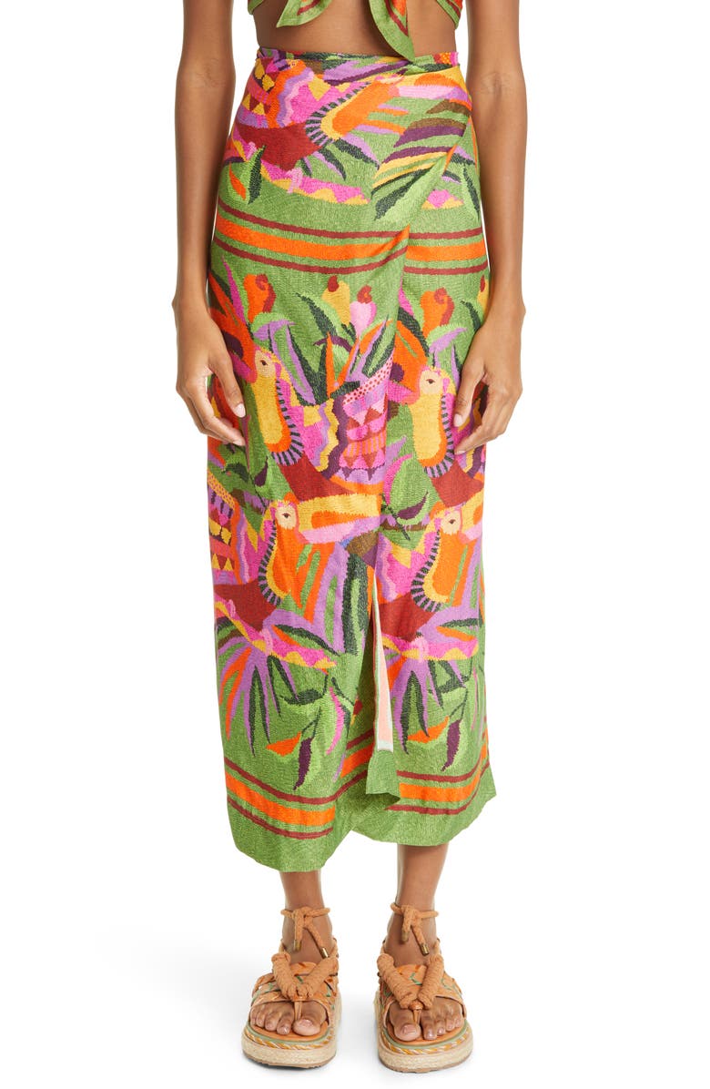 FARM Rio Toucans Scarf Midi Skirt | Nordstromrack
