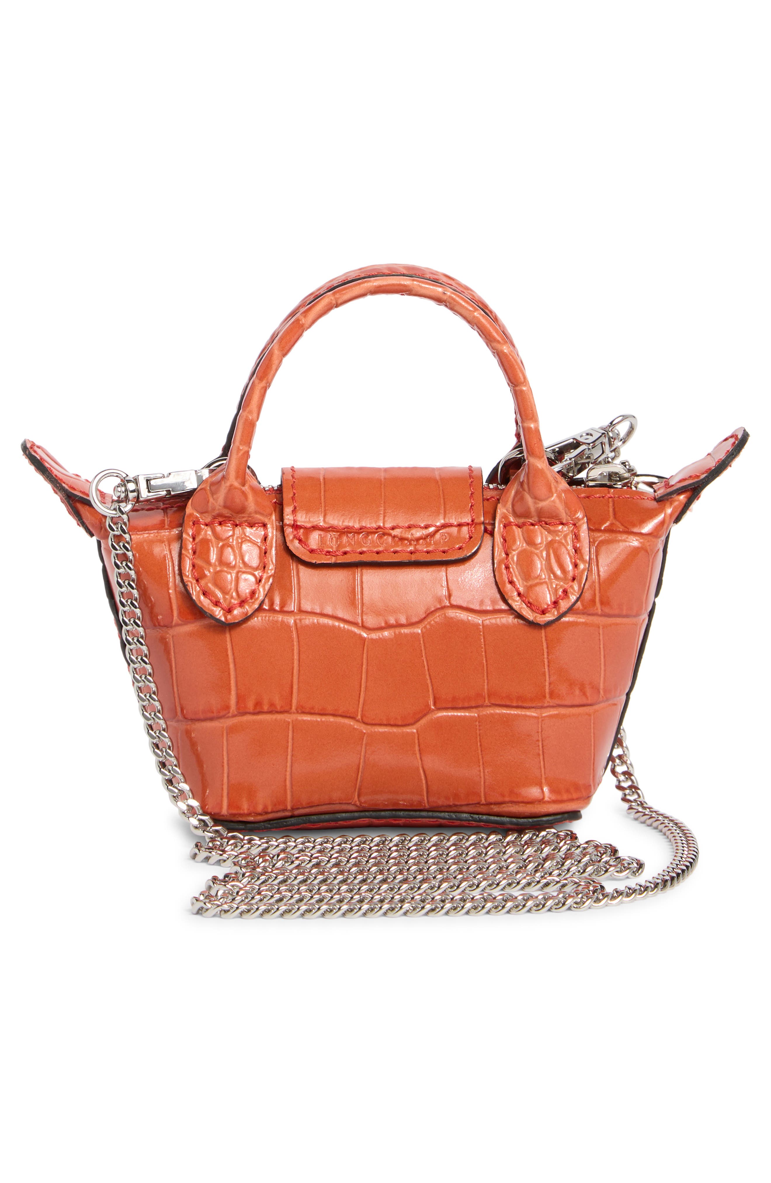 Longchamp Le Pilage Cuir Croc Embossed Leather Nano Crossbody Bag ...