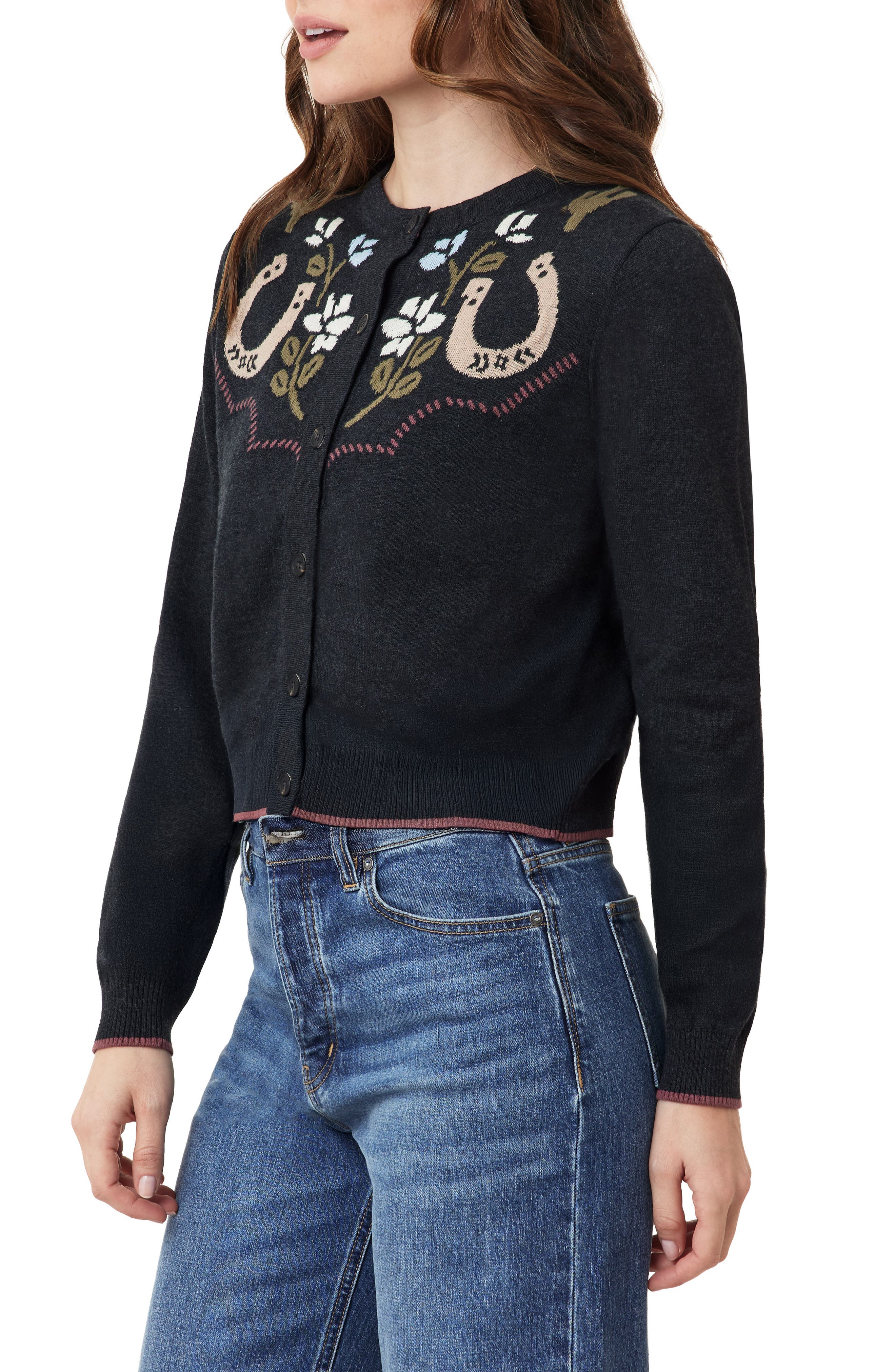 Scotch & Soda Floral Horseshoe Intarsia Crewneck Sweater | Nordstromrack