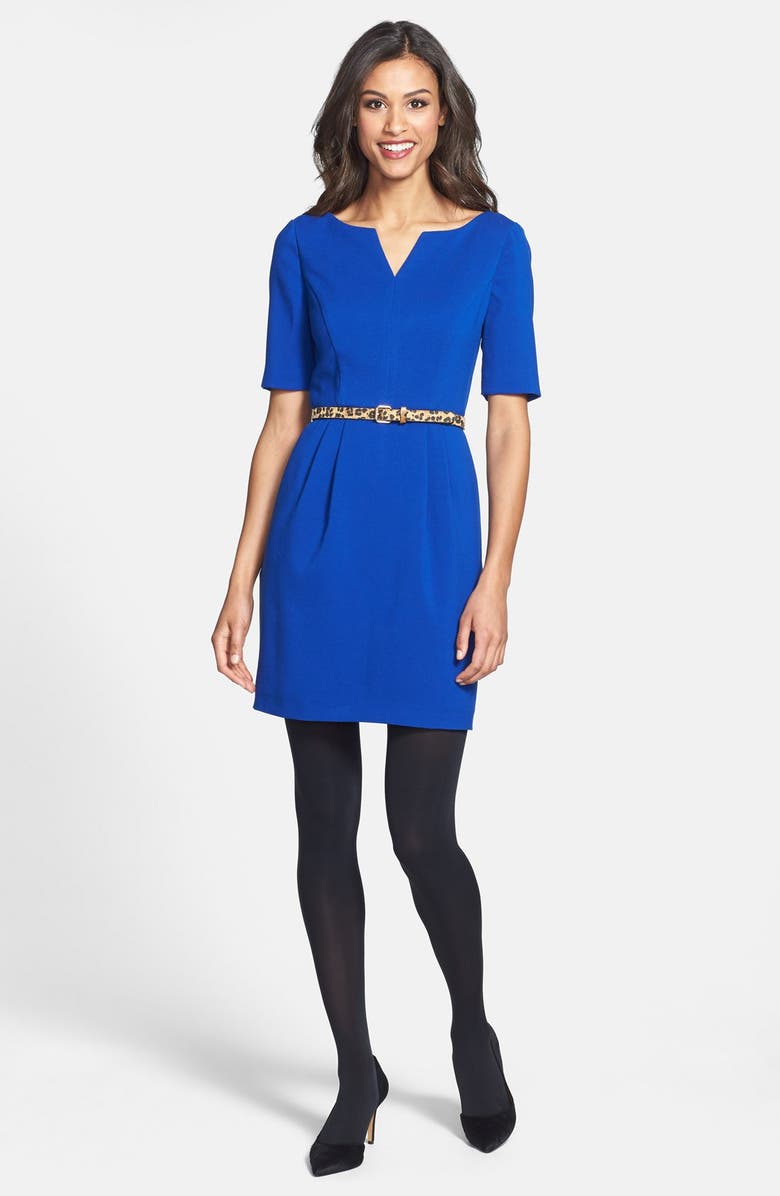 Eliza J Belted Double Crepe Fit & Flare Dress | Nordstrom