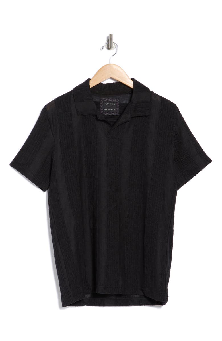 DENIM AND FLOWER Textured Johnny Collar Polo | Nordstromrack