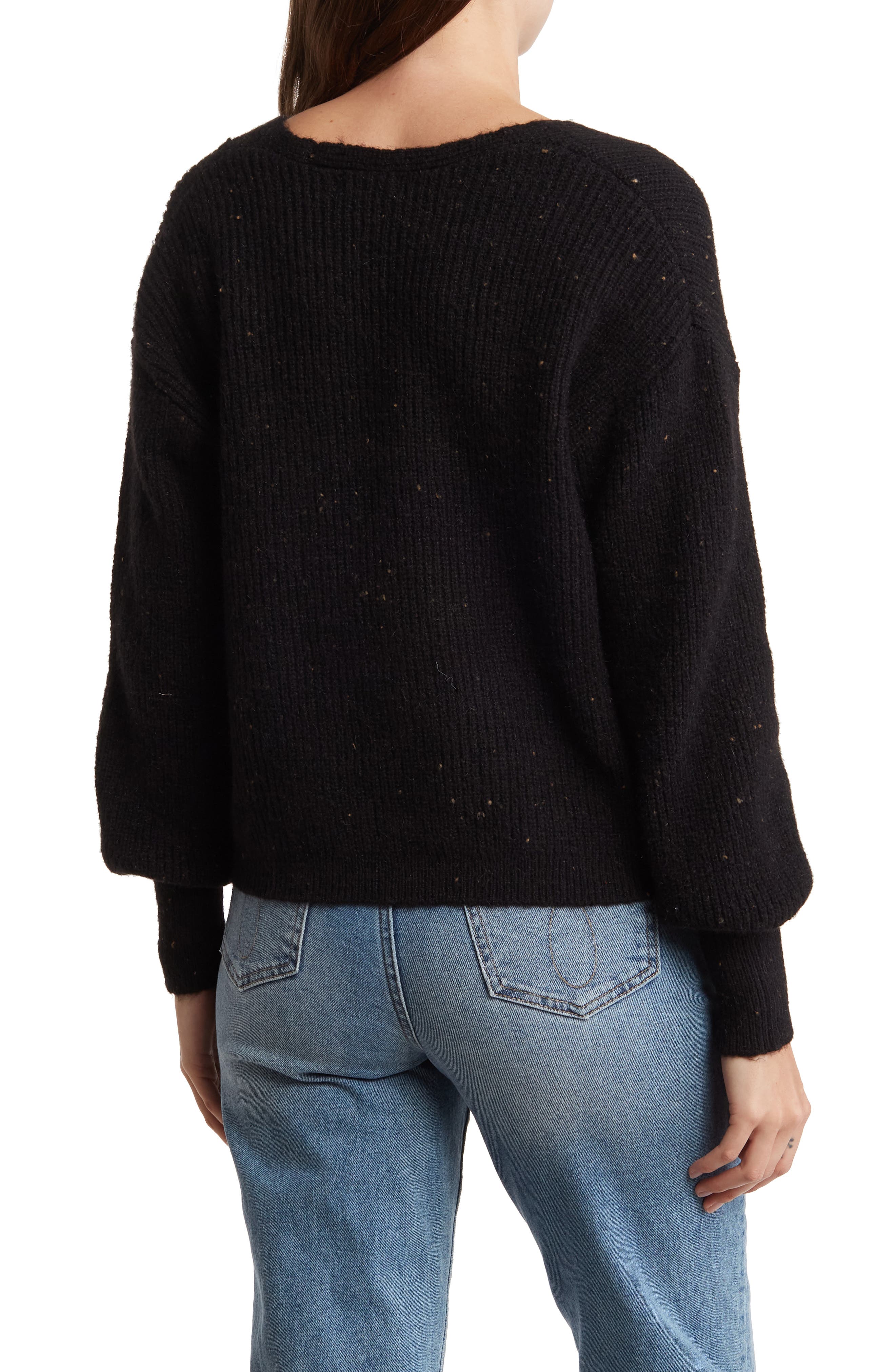 Sophie Rue Flecked V-Neck Balloon Sleeve Sweater | Nordstromrack