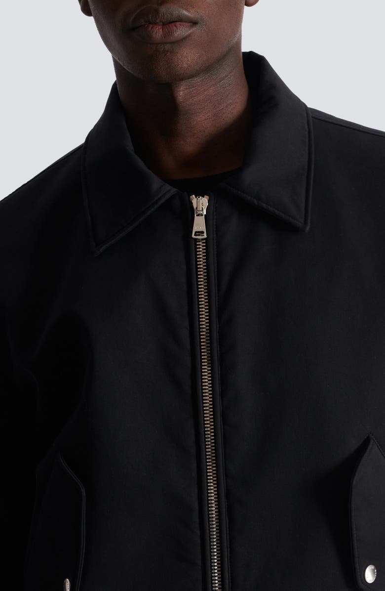 Balmain Vintage Logo Stretch Cotton Bomber Jacket | Nordstromrack
