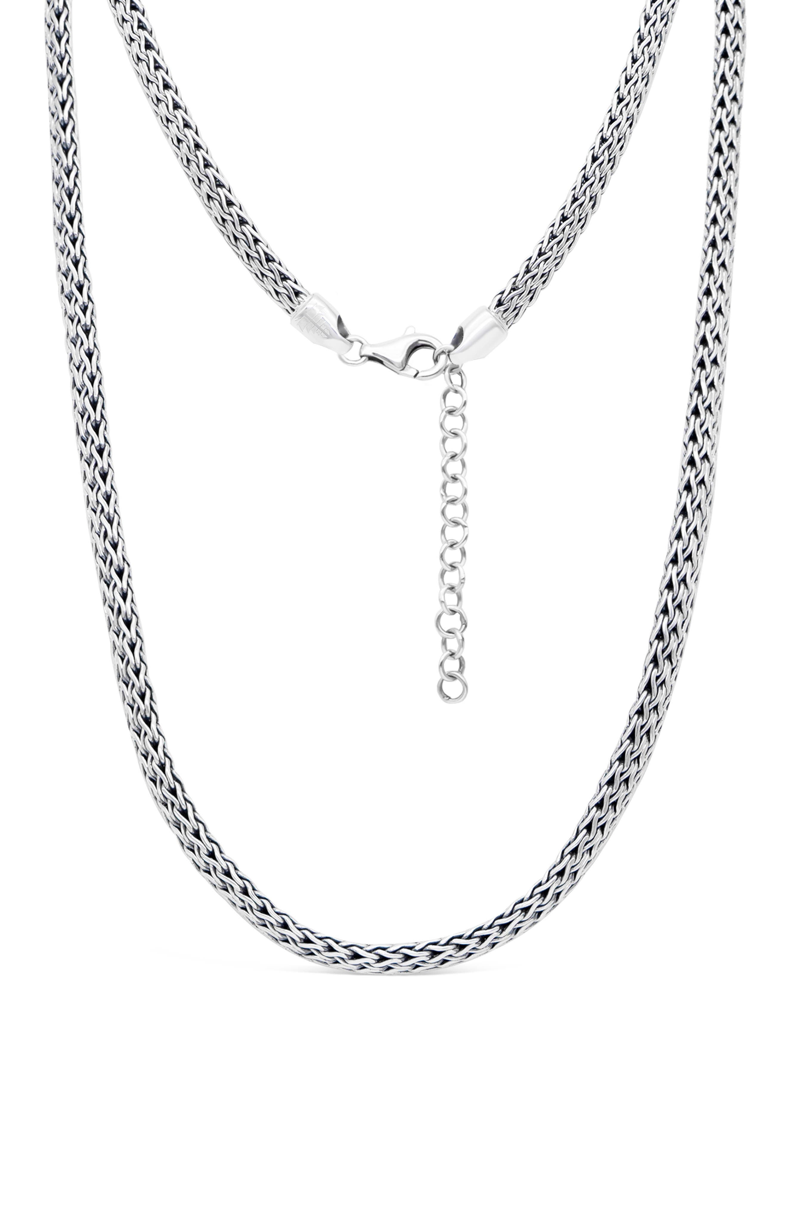 DEVATA Sterling Silver 5mm Dragon Bone Oval Chain Necklace - 16-18 ...
