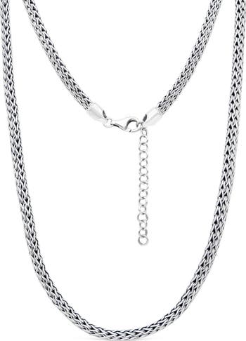 DEVATA Sterling Silver 5mm Dragon Bone Oval Chain Necklace - 16-18 ...