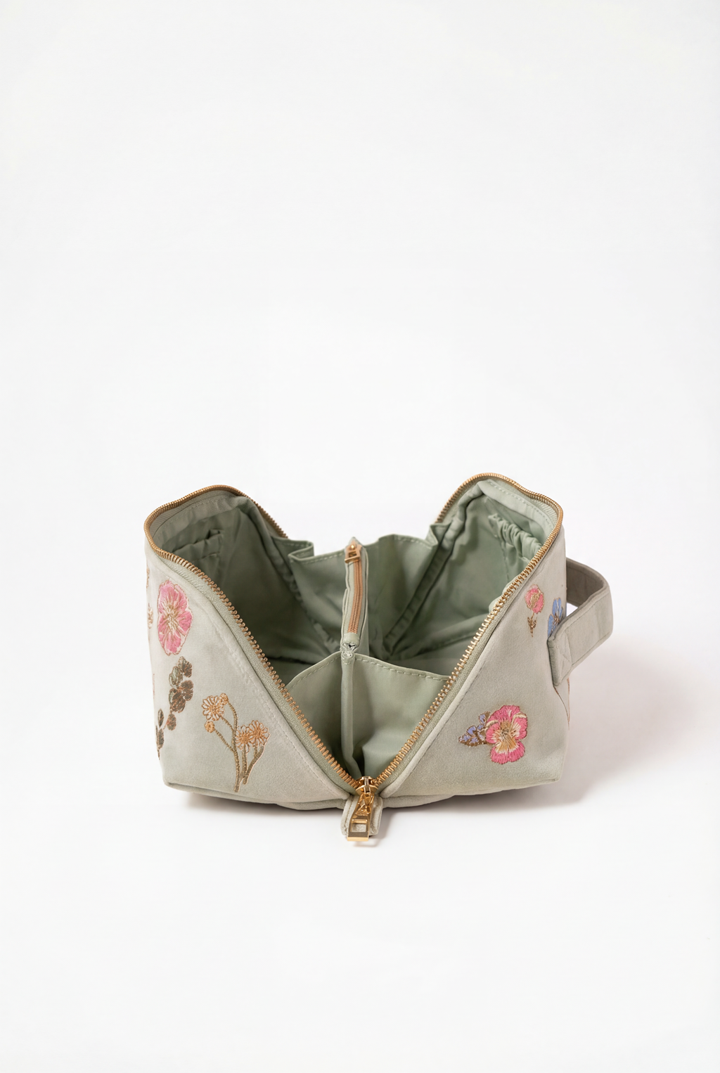 Elizabeth Scarlett Pressed Flowers Velvet Open Flat Makeup Bag | Nordstrom