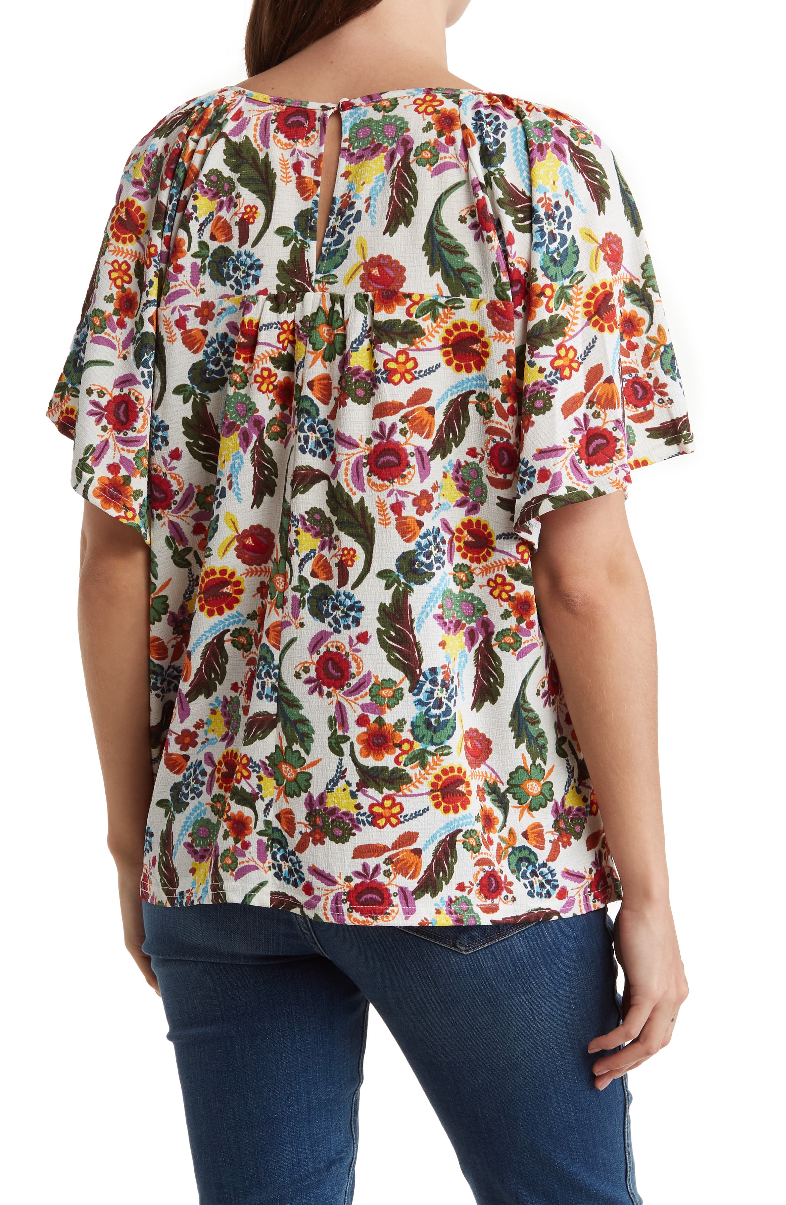 MELLODAY Short Sleeve Yoke Trim Top | Nordstromrack