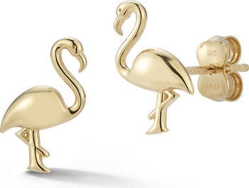 Ember Fine Jewelry 14K Yellow Gold Flamingo Stud Earrings | Nordstromrack