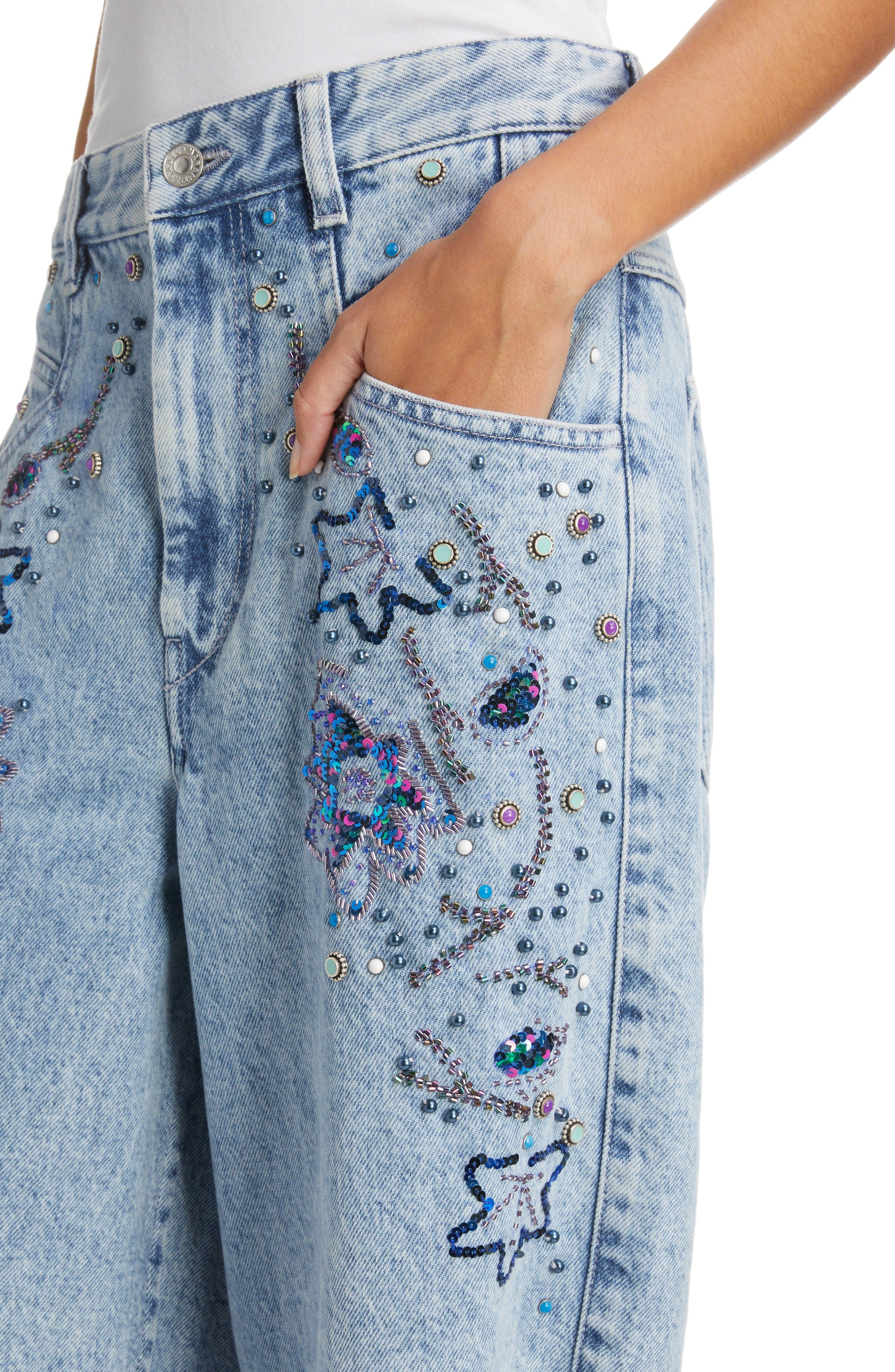 Isabel Marant Natayal Embroidered Denim Bermuda Shorts | Nordstrom