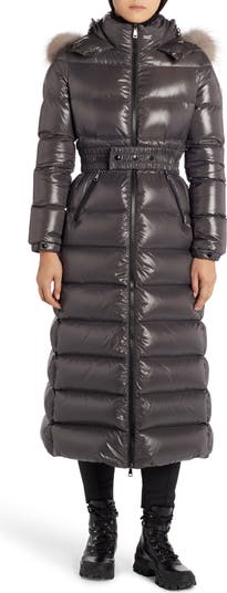 Moncler Hudson Long Quilted Down Coat with Genuine Fox Fur Trim | Nordstrom