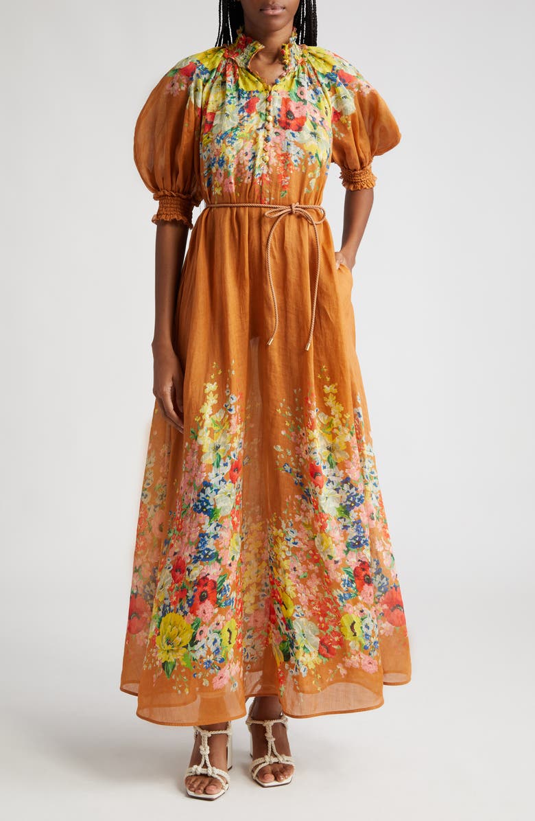 Zimmermann Alight Placed Floral Print Ramie Maxi Dress | Nordstromrack