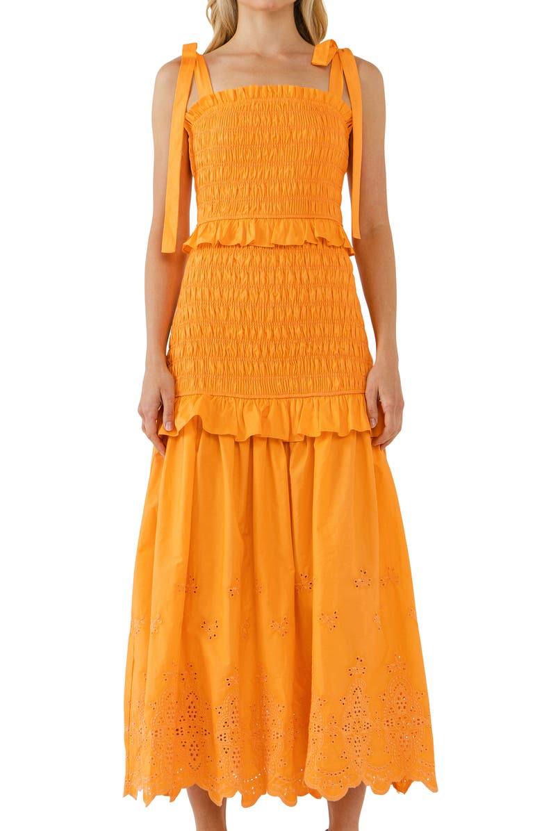 Endless Rose Sunset Smocked Cotton Maxi Dress | Nordstromrack