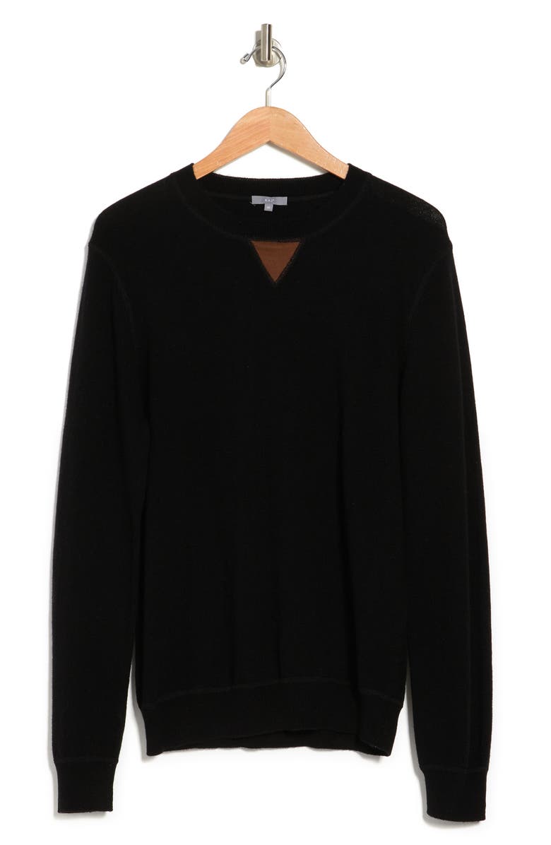 KIER & J KIER AND J Suede Inset Crew Neck Wool Blend Sweater ...