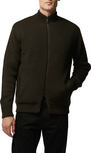 Rodd & Gunn Loke Coleridge Rib Merino Wool Zip-Up Cardigan | Nordstrom