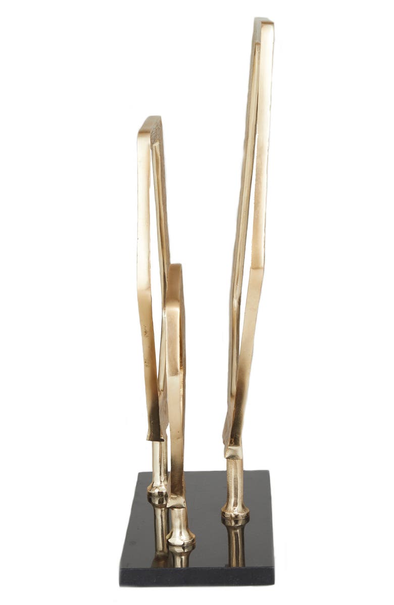 WILLOW ROW Goldtone Aluminum Geometric Sculpture with Marble Base ...