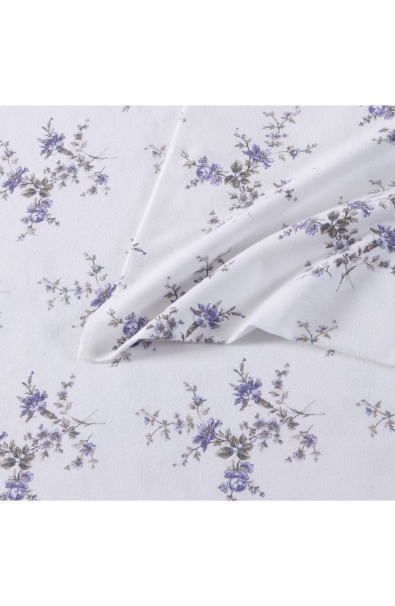 Laura Ashley Jessika Flannel 4-Piece Purple Floral Cotton Full Sheet ...
