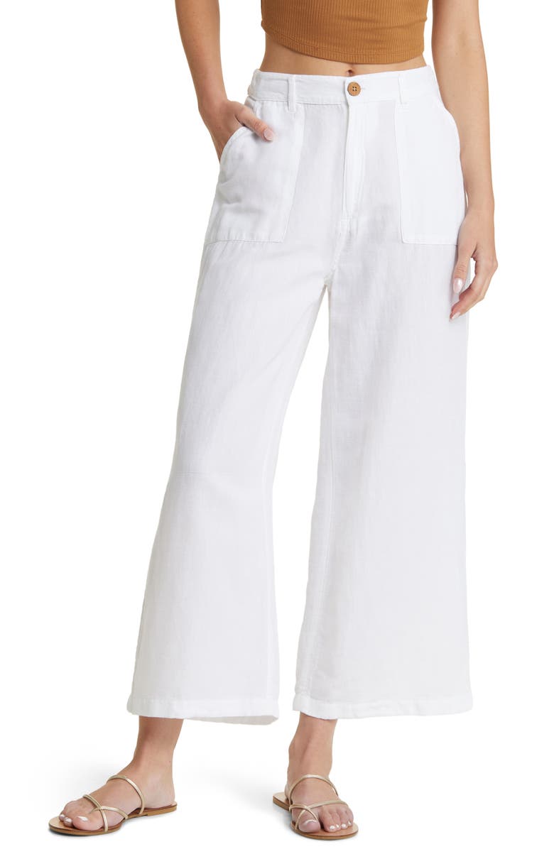 Rip Curl Crop Wide Leg Linen & Cotton Pants | Nordstromrack