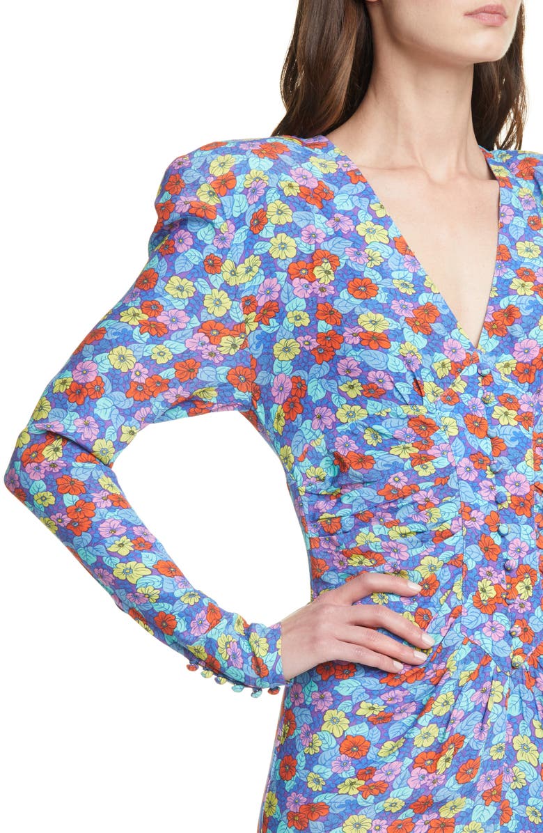 ROTATE Heather Floral Print Long Sleeve Midi Dress | Nordstromrack