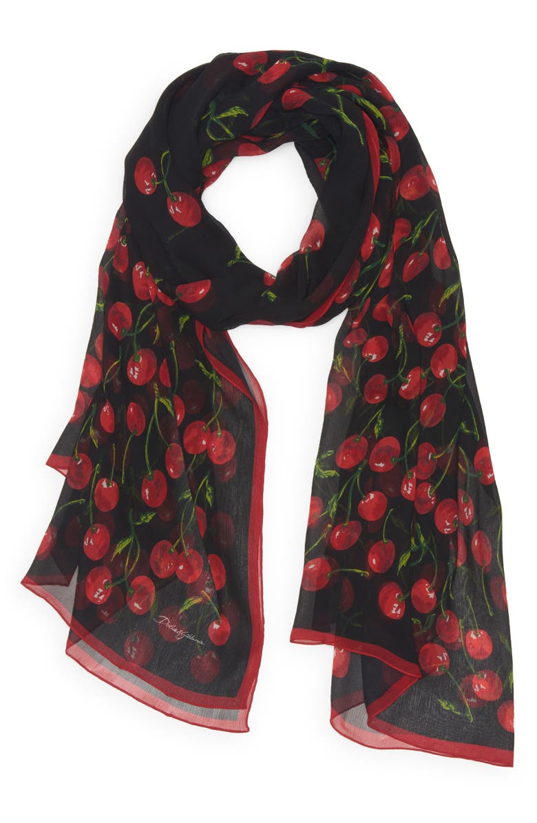 Dolce&Gabbana Cherry Print Silk Gauze Scarf | Nordstrom