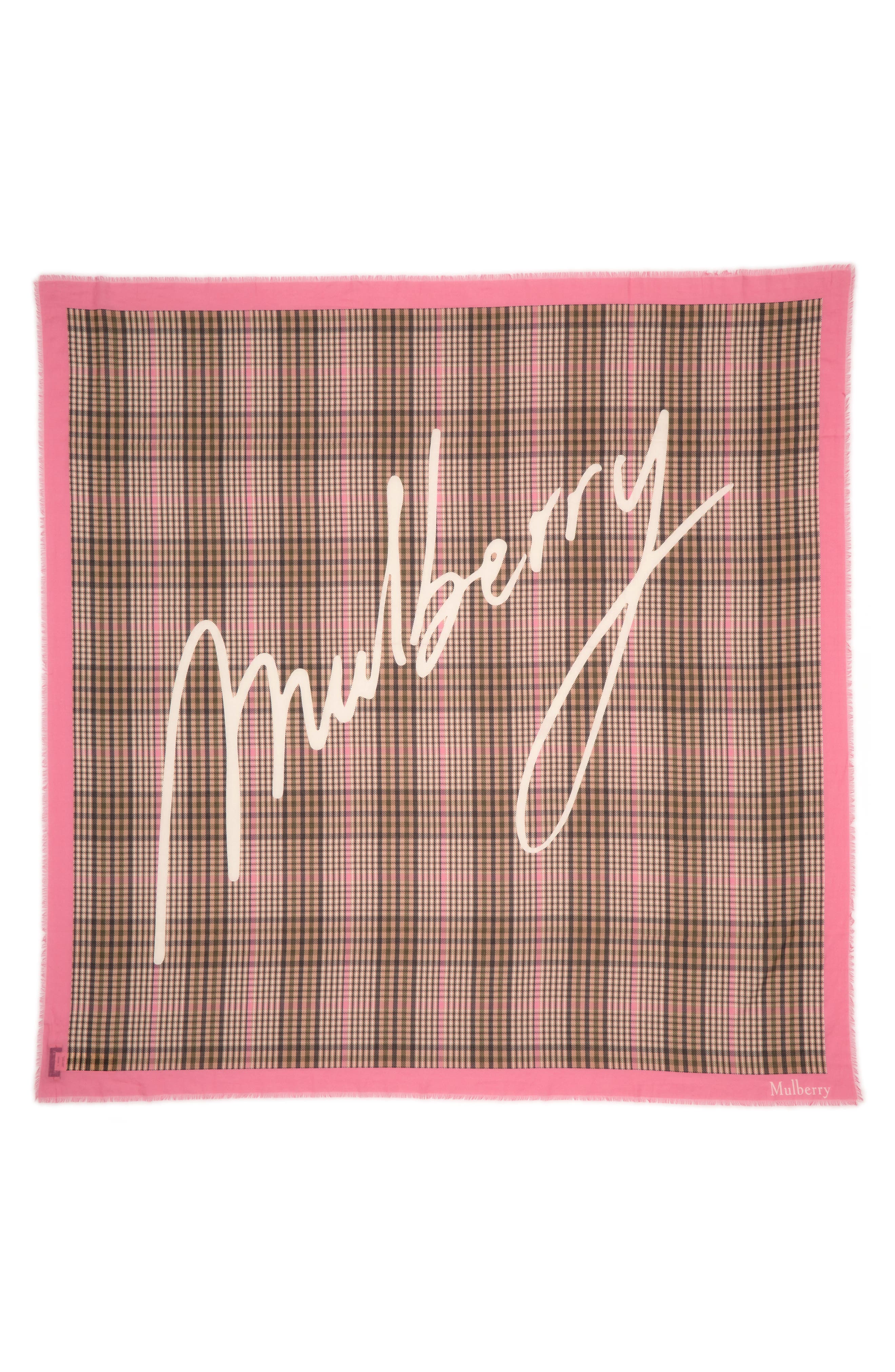 Mulberry Light Check Fringed Silk Scarf | Nordstrom