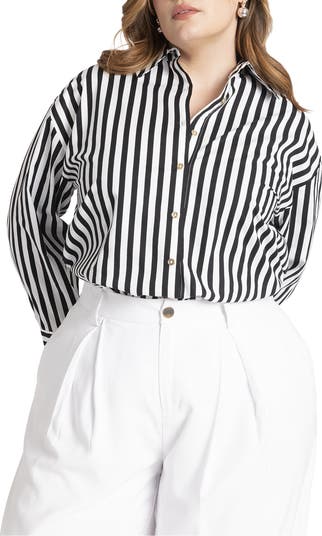 ELOQUII Preppy Striped Button Down | Nordstrom