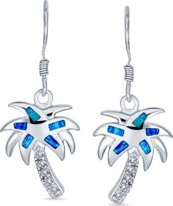 BLING JEWELRY Sterling Silver Created Blue Opal & Cubic Zirconia Palm ...
