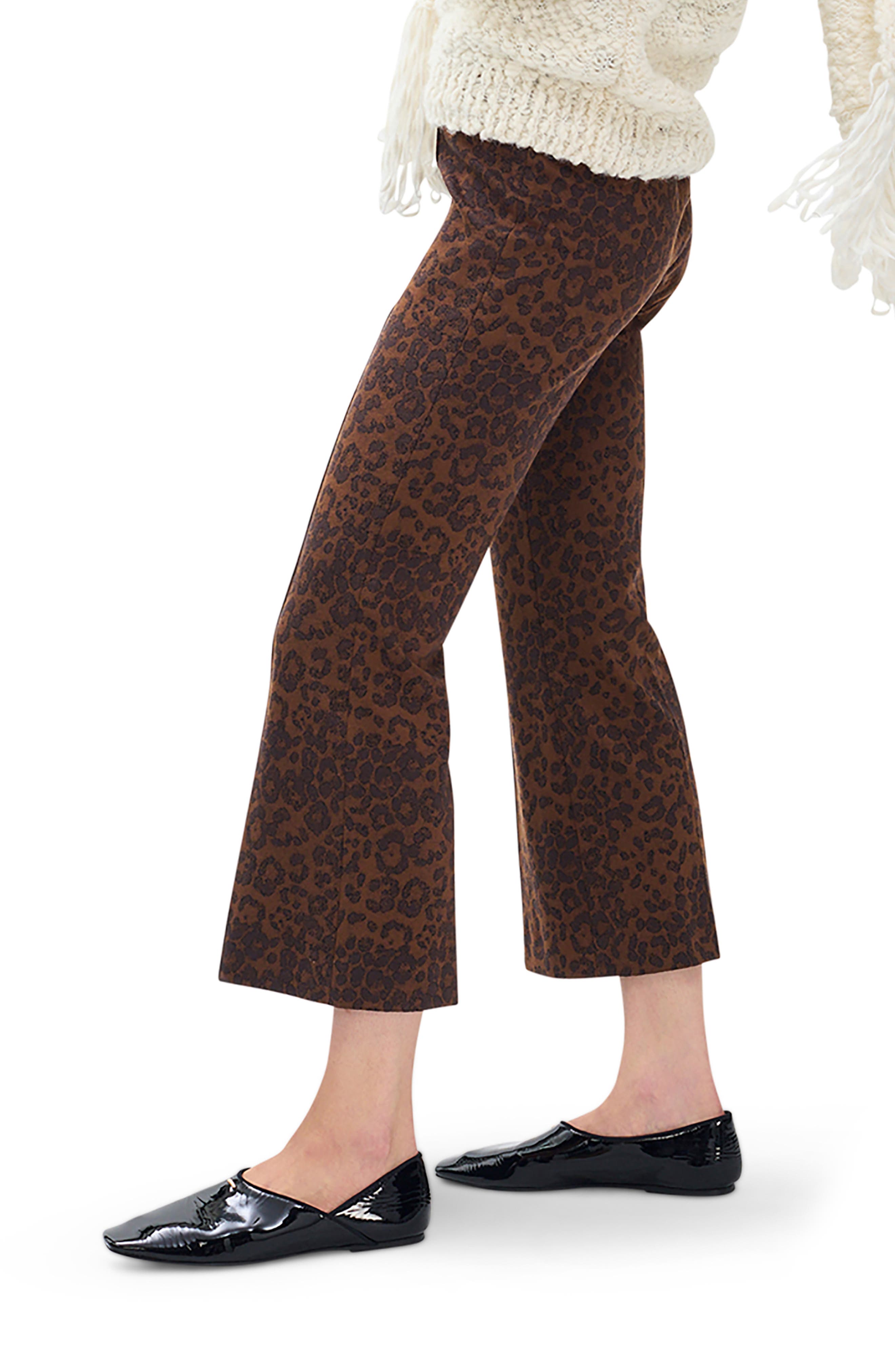 rag & bone Irina Leopard Print Ponte Flare Ankle Pants | Nordstrom