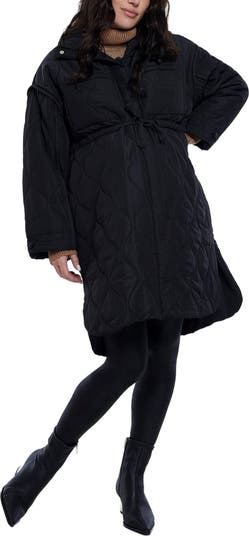 MOTHERHOOD MATERNITY Woven Full-Zip Long Sleeve Quilted Puffer Jacket ...