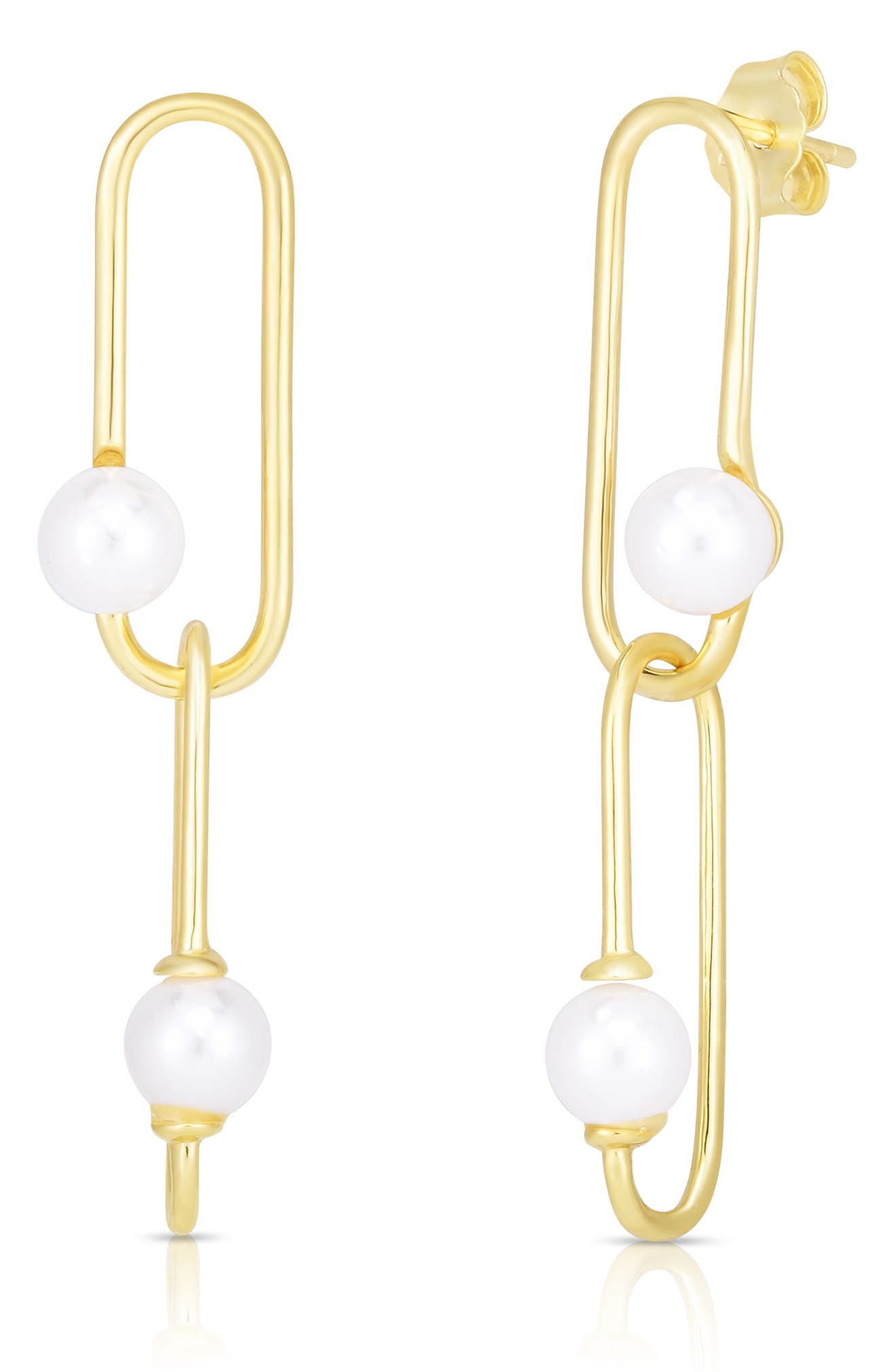 SPHERA MILANO 14K Yellow Gold Vermeil Imitation Pearl Paperclip Link ...