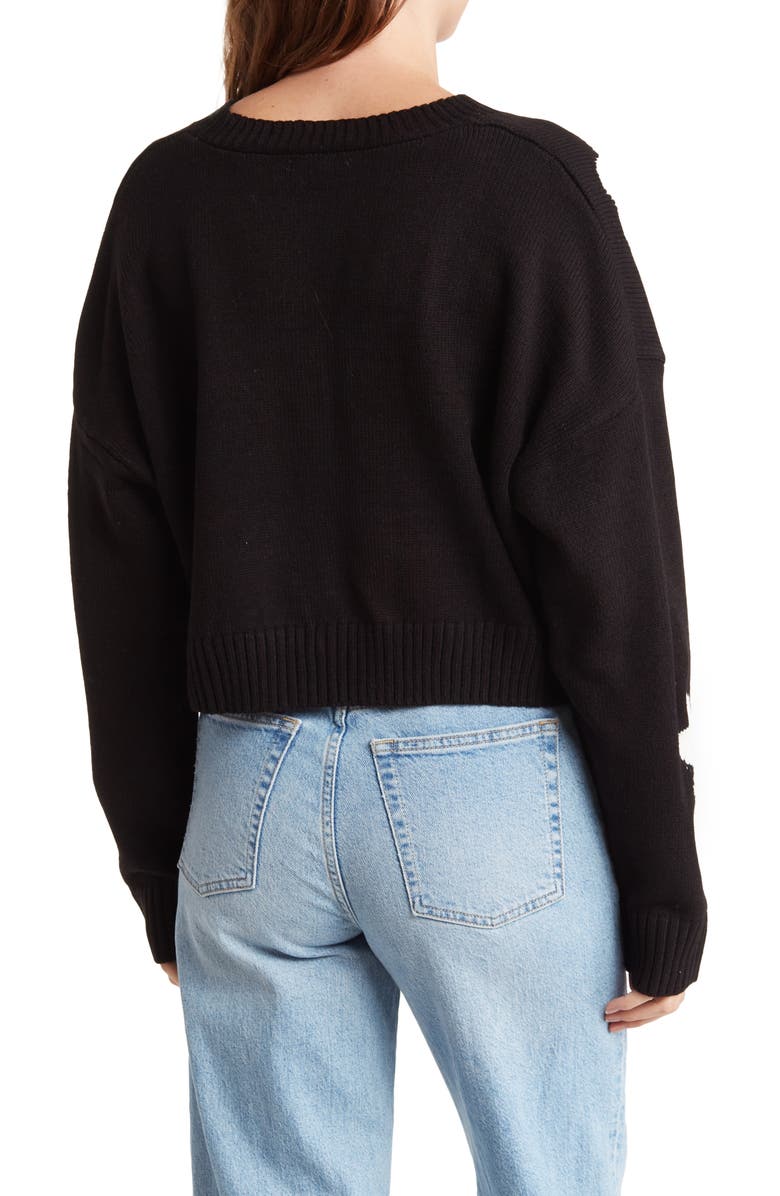 Love Tree Floral Button Front Crop Sweater | Nordstromrack