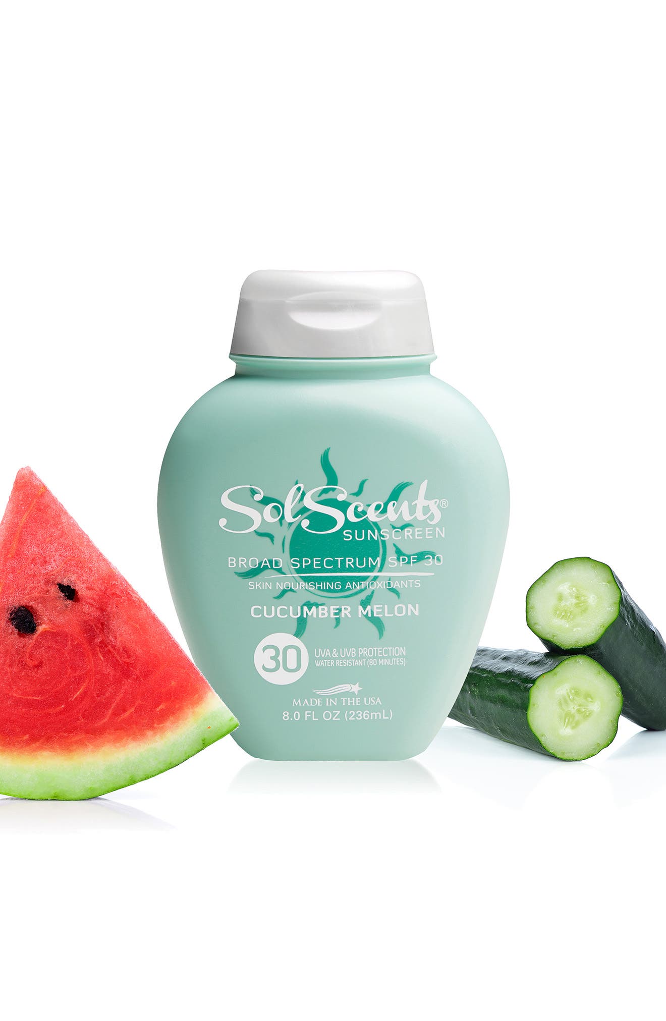 SOLSCENTS Moisturizing Sunscreen Lotion SPF 30 - Cucumber Melon - Pack ...