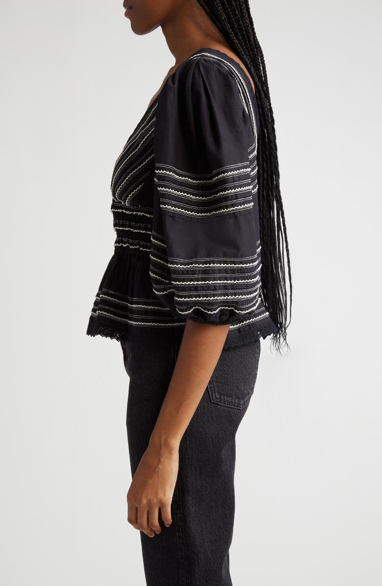 Sea Mable Puff Sleeve Cotton Peplum Top | Nordstrom
