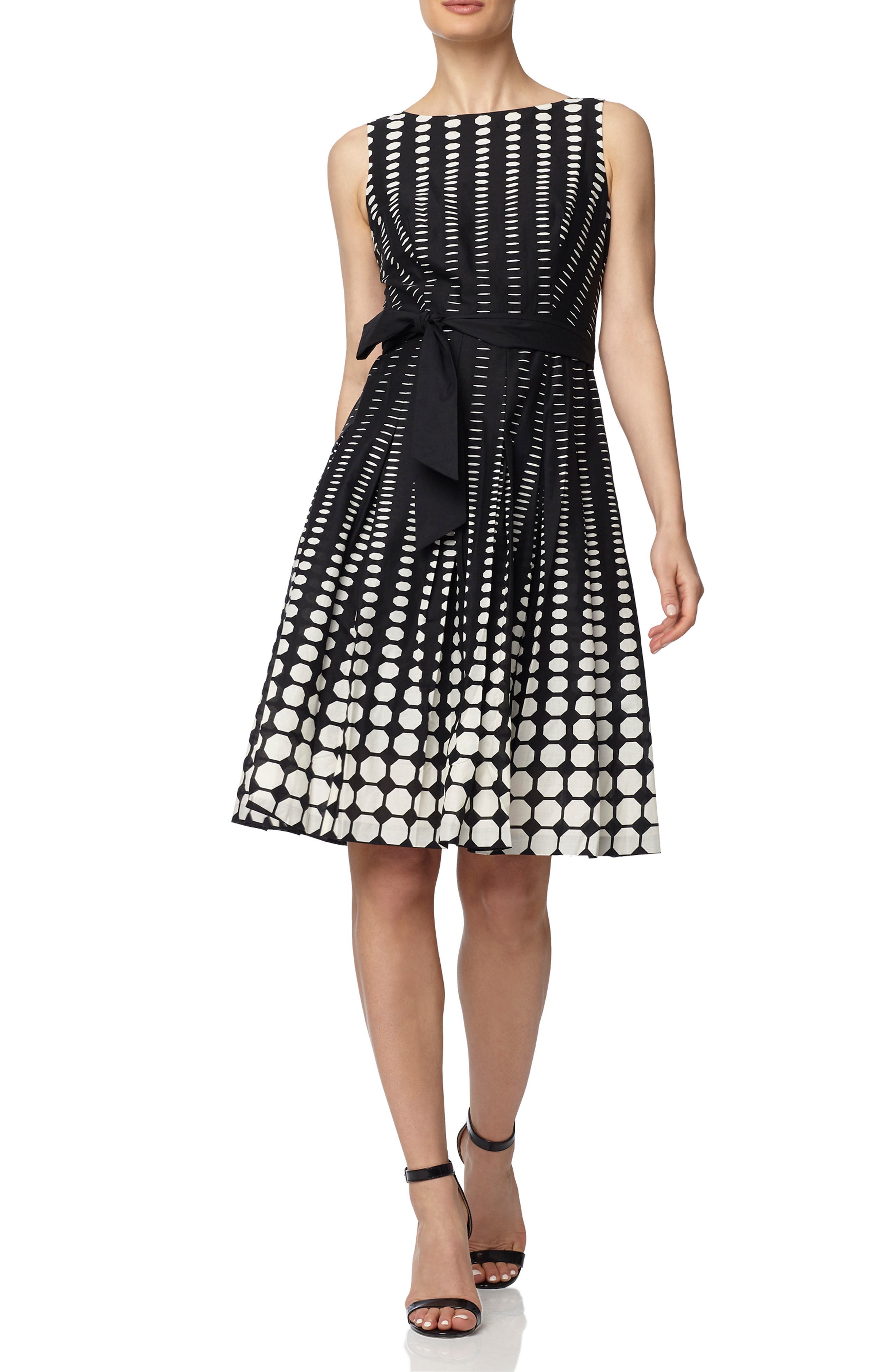 Anne Klein Octagon Fade Print Cotton Fit & Flare Dress | Nordstrom