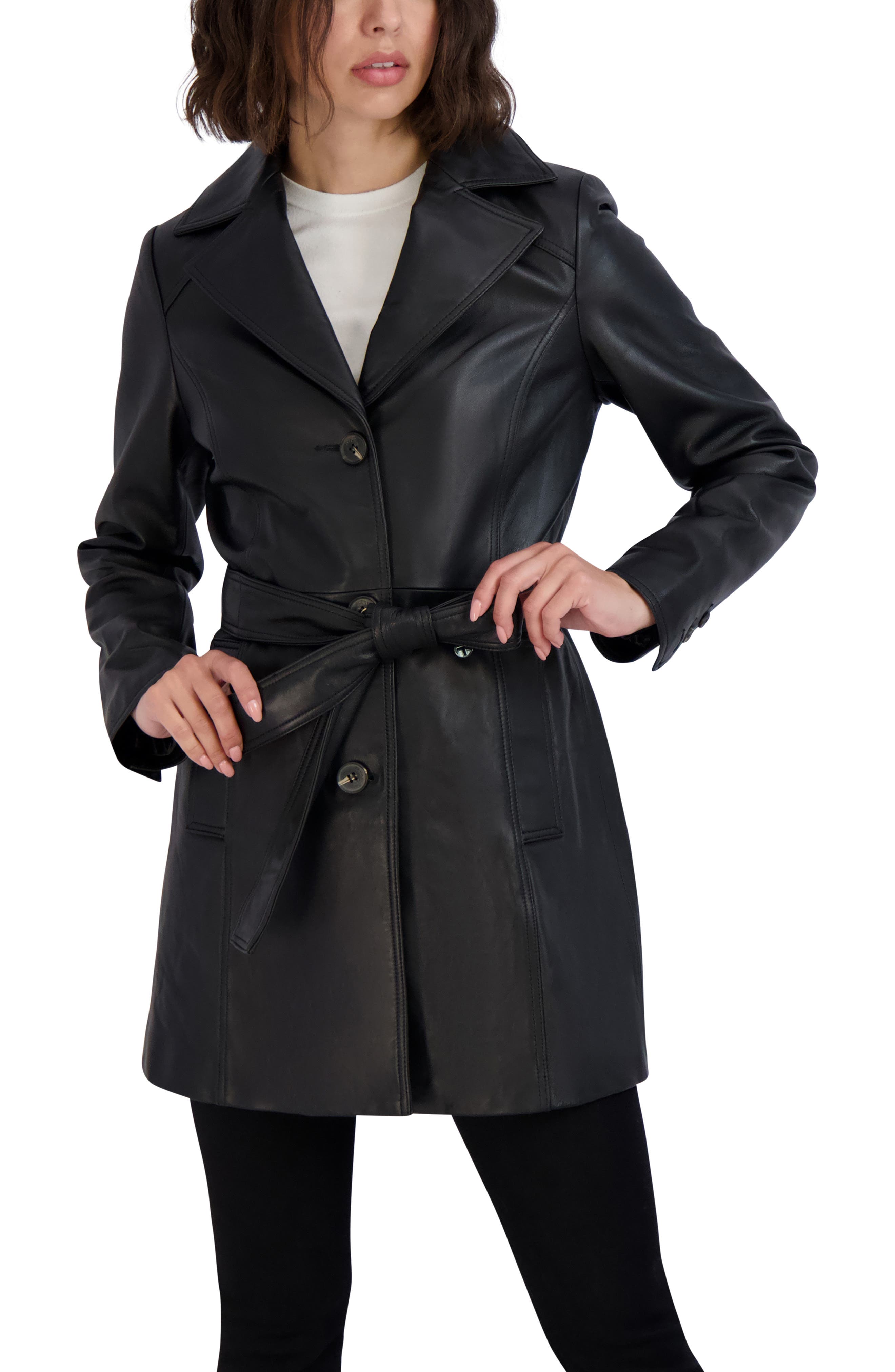 Tahari Nicole Leather Coat | Nordstromrack