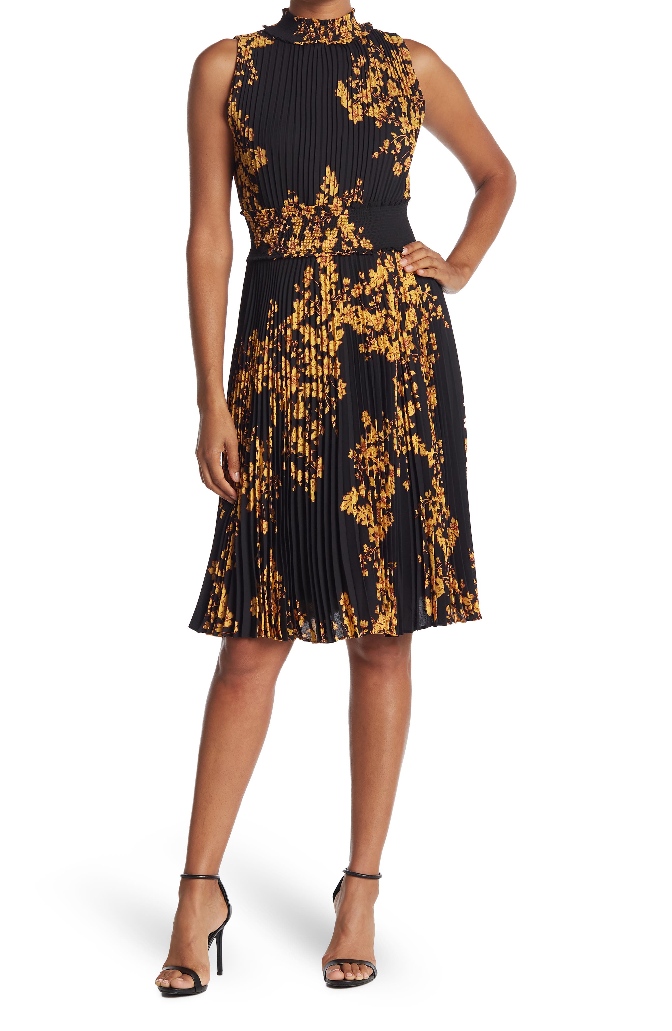 NANETTE NANETTE FOOTWR NANETTE LEPORE Printed Pleated Sleeveless Dress ...