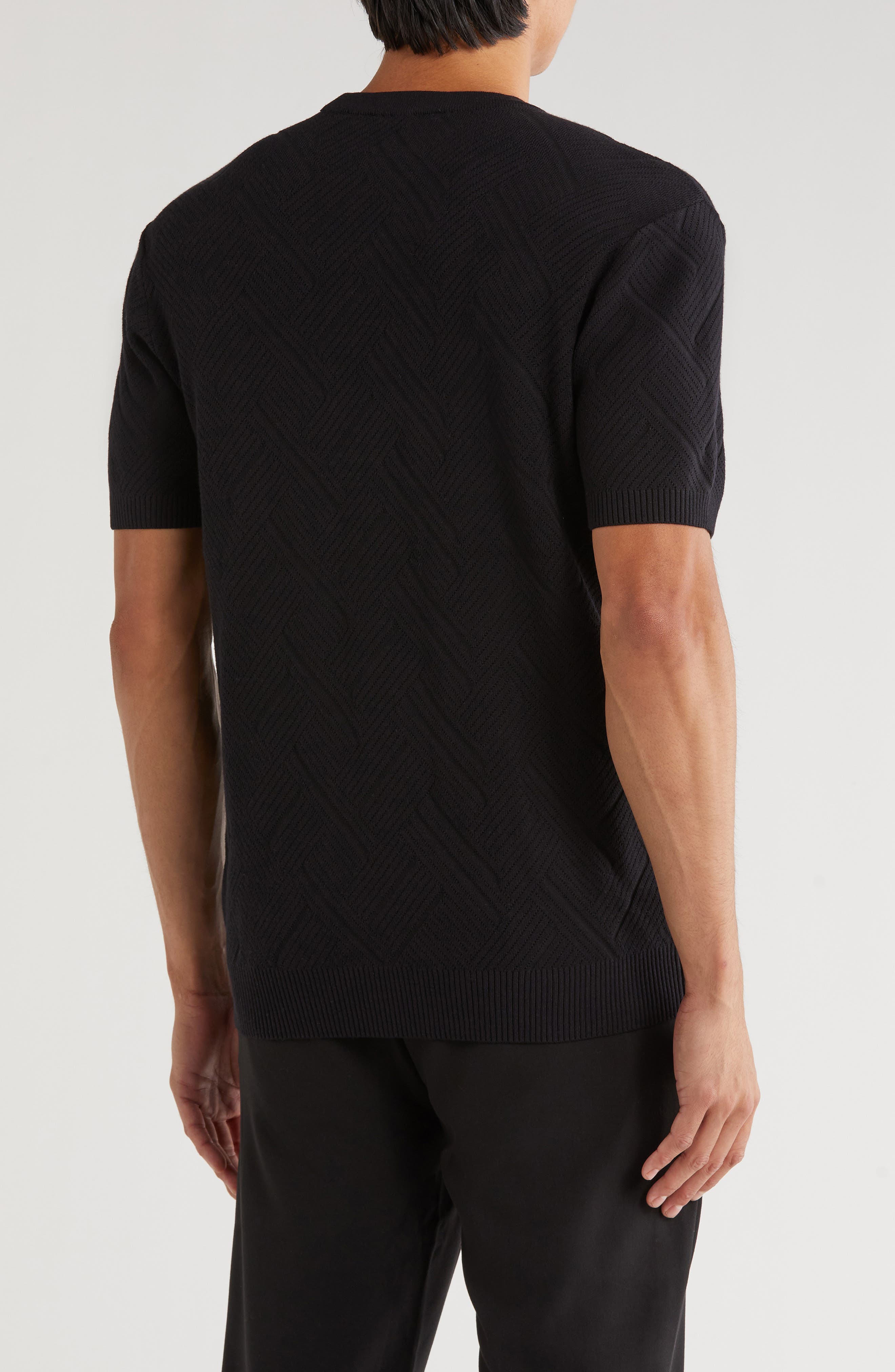 KARL LAGERFELD PARIS Chevron Stitched Short Sleeve Sweater | Nordstromrack