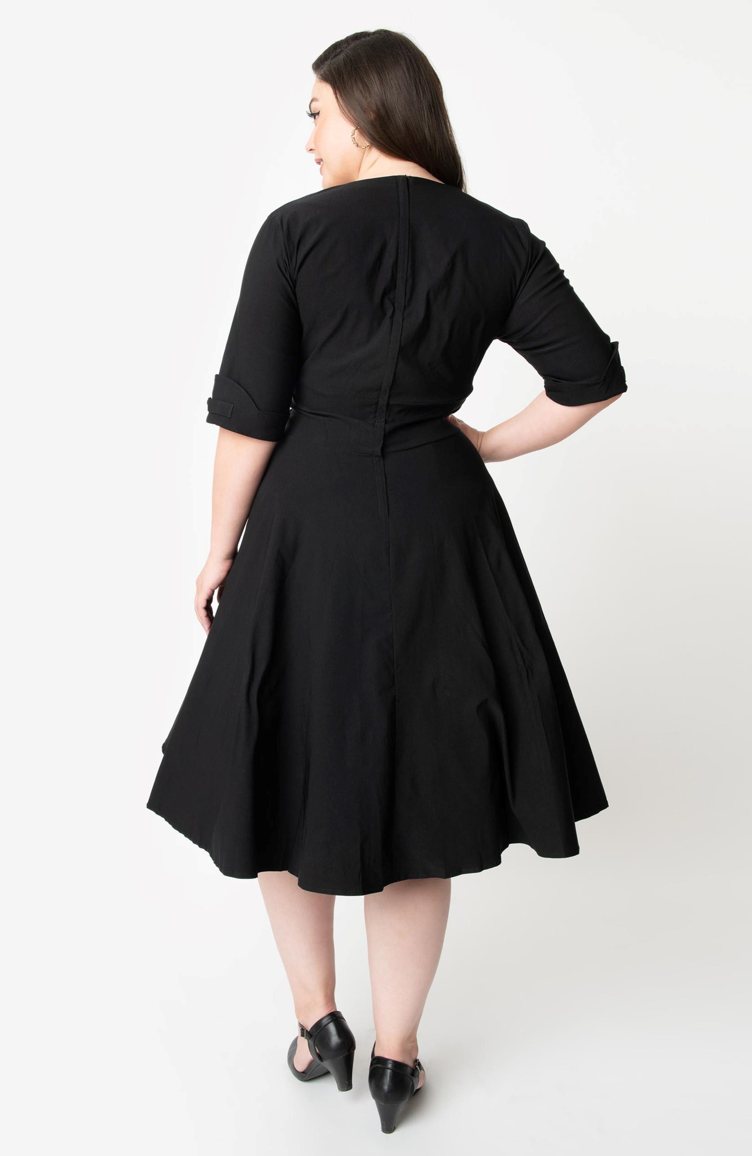 Unique Vintage Plus Size Half Sleeve Surplice Delores Swing Dress ...