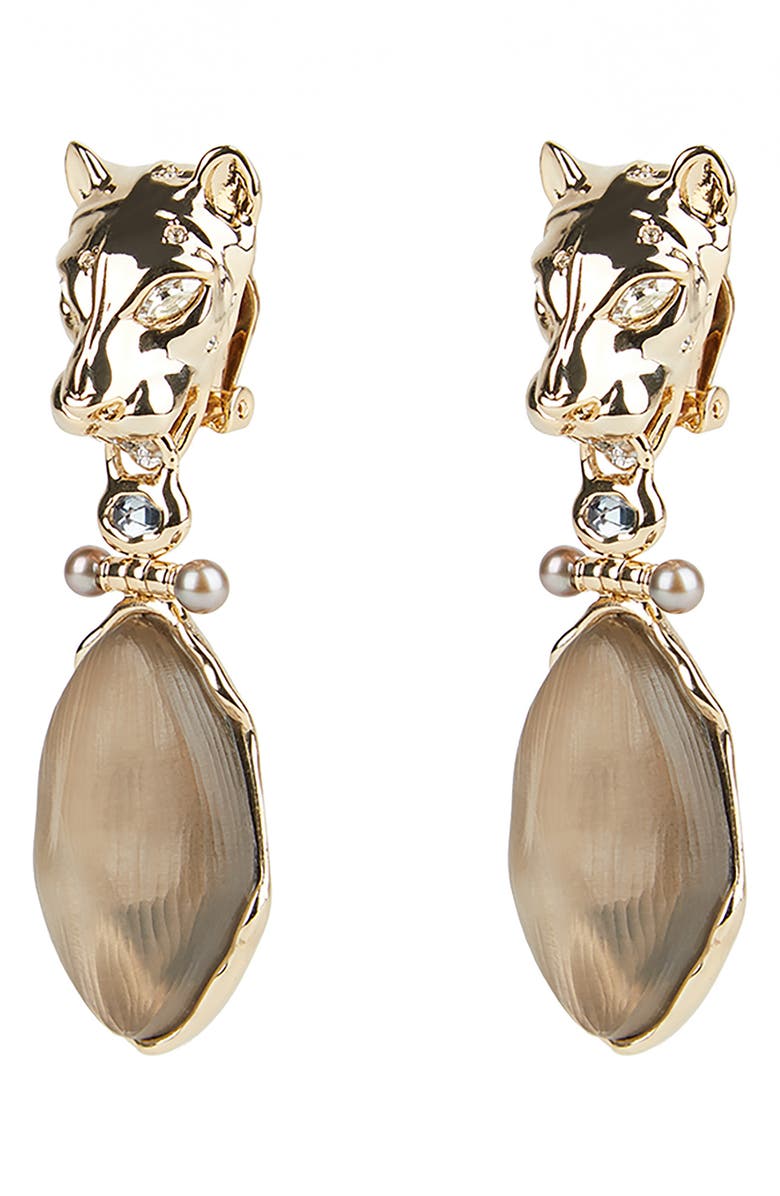 Alexis Bittar Future Antiquity Panther Head Clip-On Drop Earrings ...