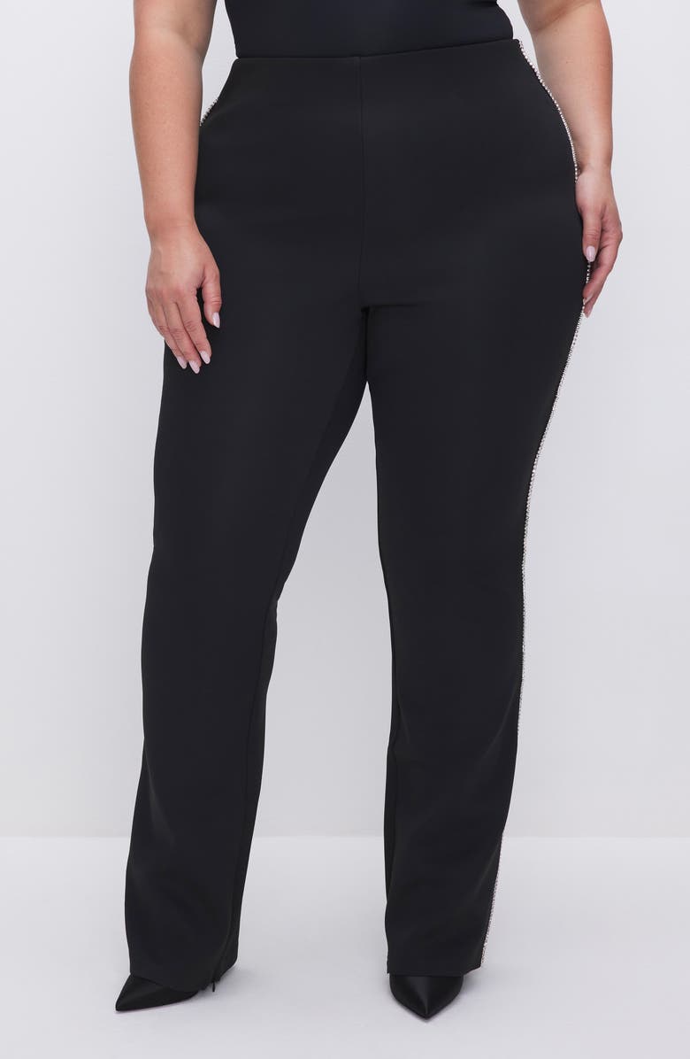 Good American Crystal Trim Flare Scuba Pants | Nordstromrack